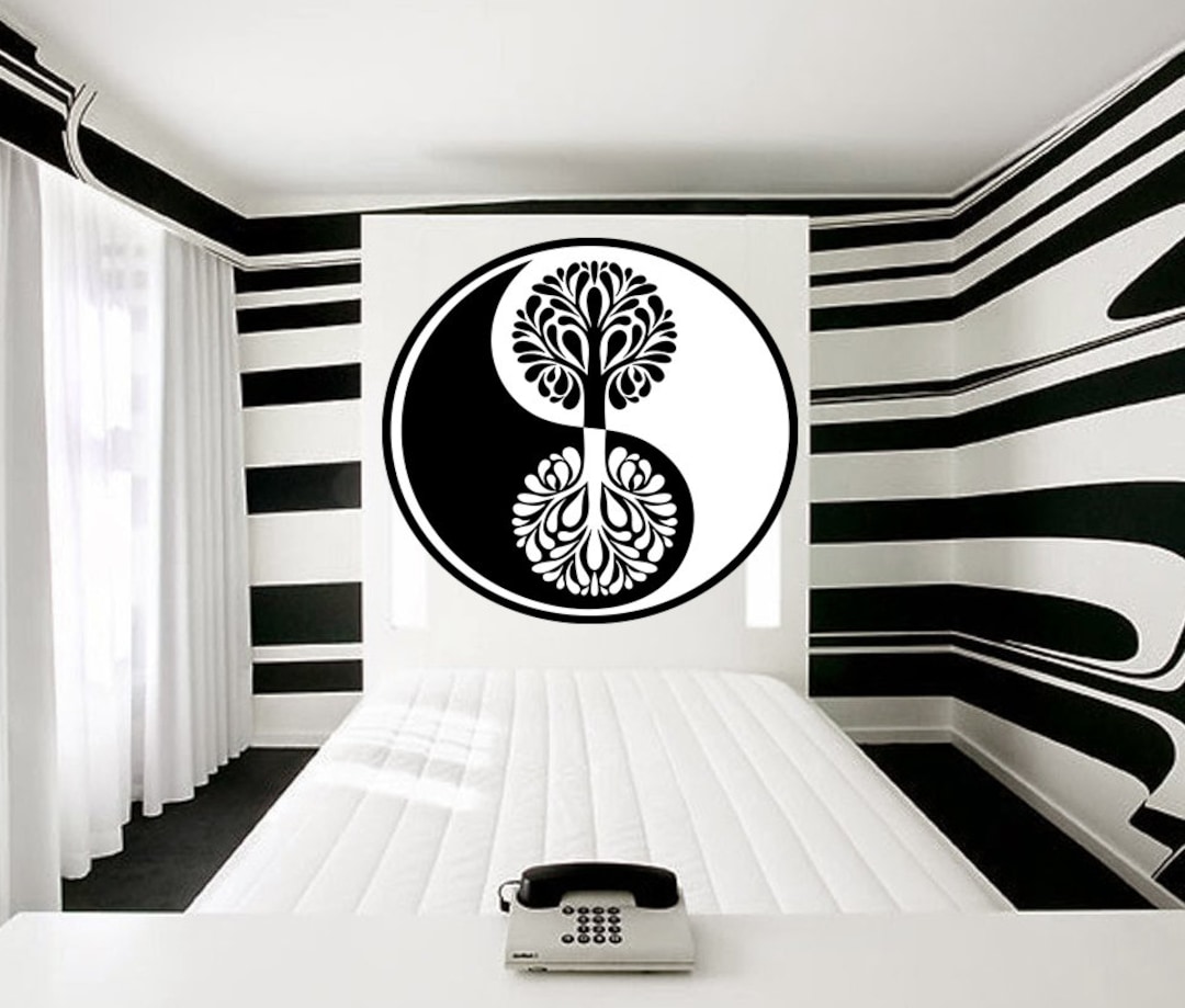 Mandala Yin Yang Wood Namaste Wall Decal, Mandala Yin Yang Wall Sticker ...