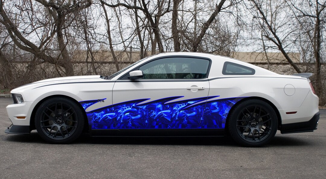 Dragons Car Vinyl Sticker, Ripped Metal Checkered Flag Street Racing ...