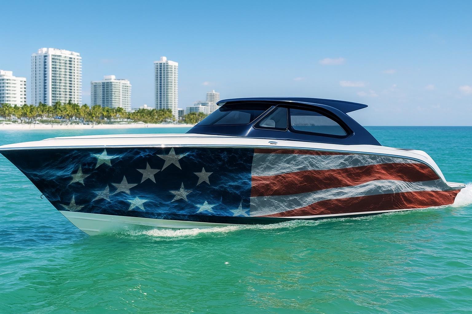 Freedom Waves Boat Wrap – American Flag Vinyl Wrap – Patriotic Red ...