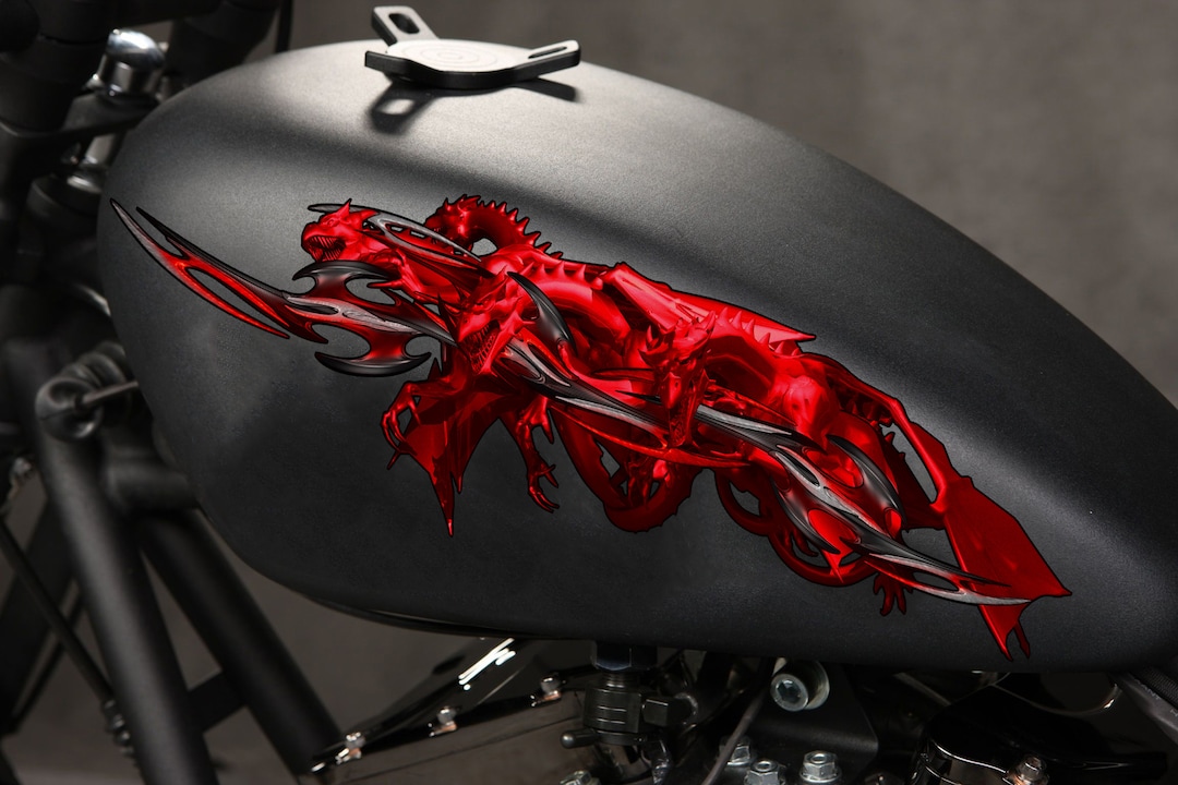 Dragon Dirt Bike Full Color Vinyl, Dragon Sport Bike Wrap, Red Tribal ...
