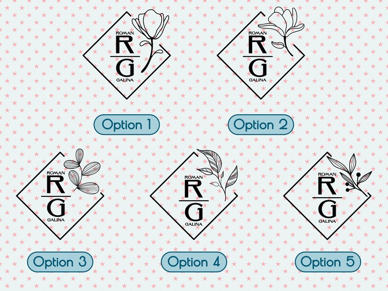 Monogram Sticker Business Logo Door Decal Flower Monogram Vinyl Decals ...