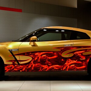 Red Dragons Car Decal, 3D Dragon Car Wrap, 3D Tribal Dragon Car Sticker ...