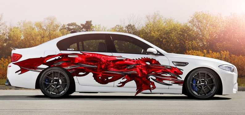 Red Tribal Dragon Car Decal – 3D Tribal Dragon Vinyl Sticker for Cars ...
