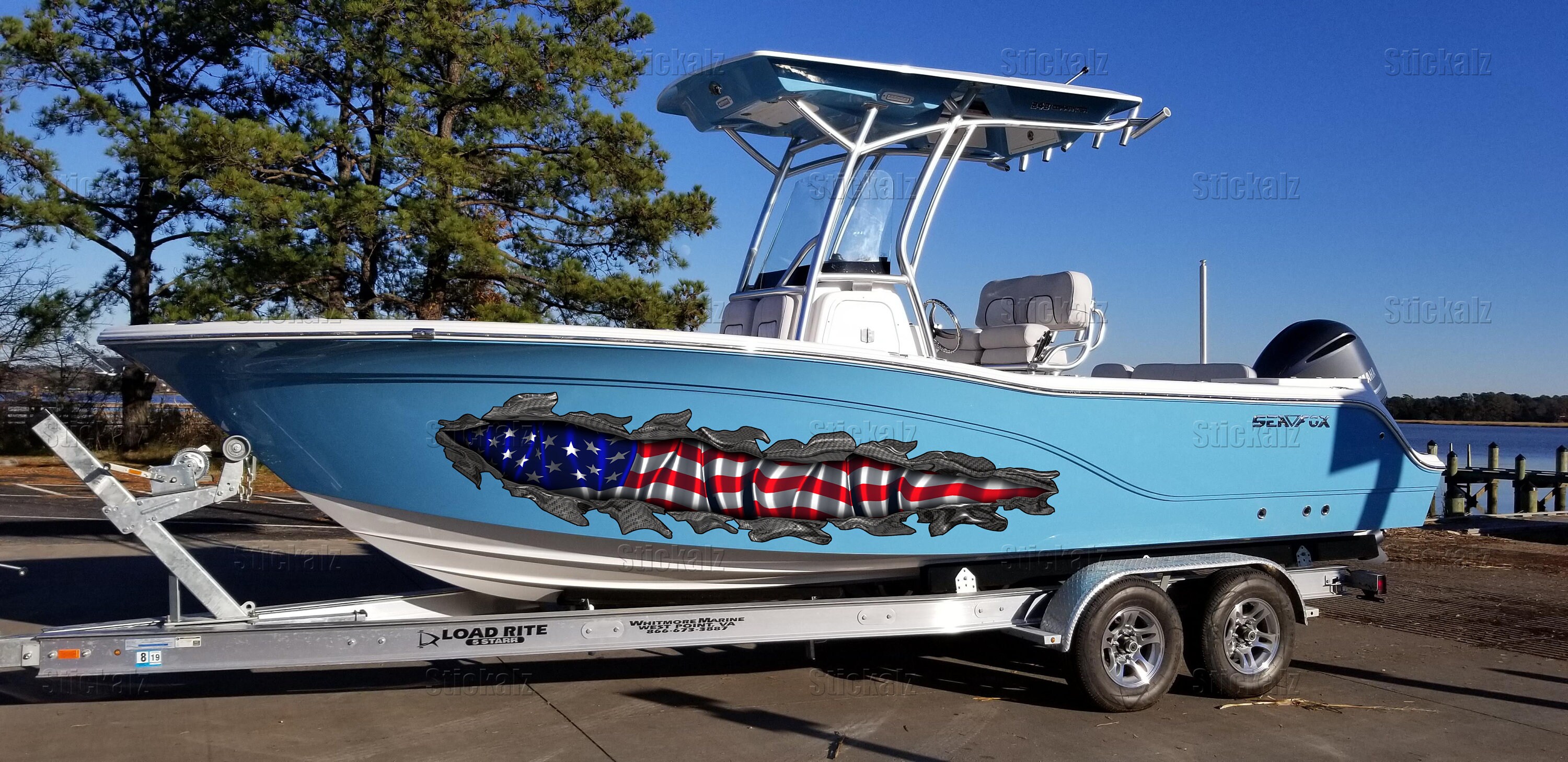 3D Watercraft Graphic USA Flag Boat Wrap Ripped Metal Full | Etsy
