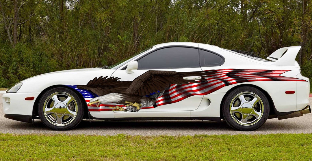 American Flag Car Decal, USA Car Side Vinyl Wrap, American Flag Car ...