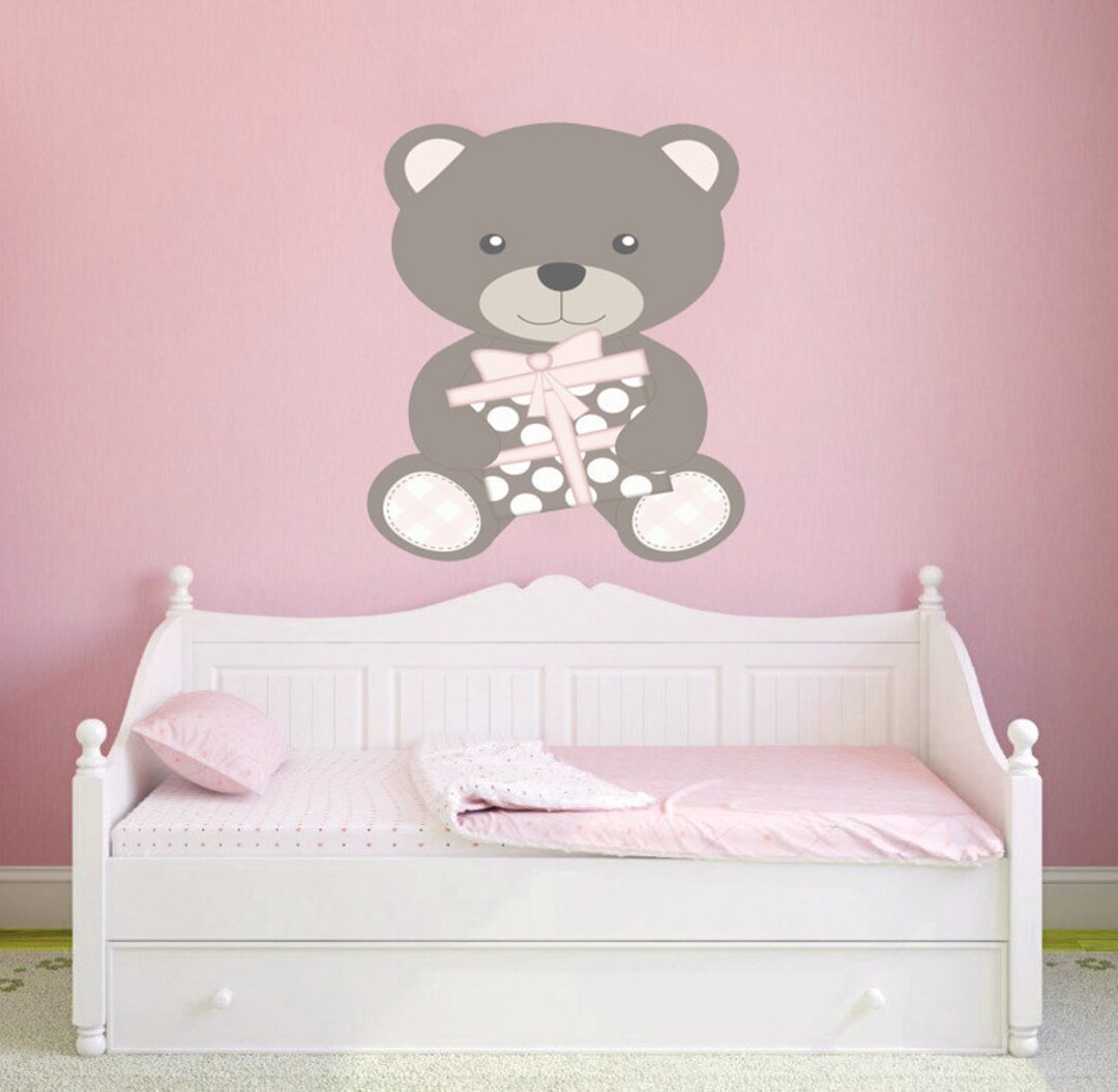 Teddy Bear Wall Decal, Teddy Bear Wall Sticker, Modern Wall Art Baby ...