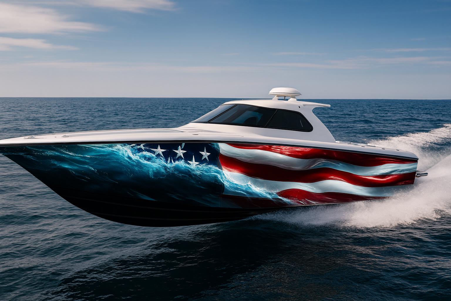 Ocean Glory Boat Wrap – American Flag Vinyl Wrap – Patriotic Marine ...
