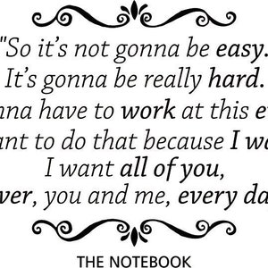 The Notebook Decal New Quote Design Vinyl Sticker Decor Motivational ...