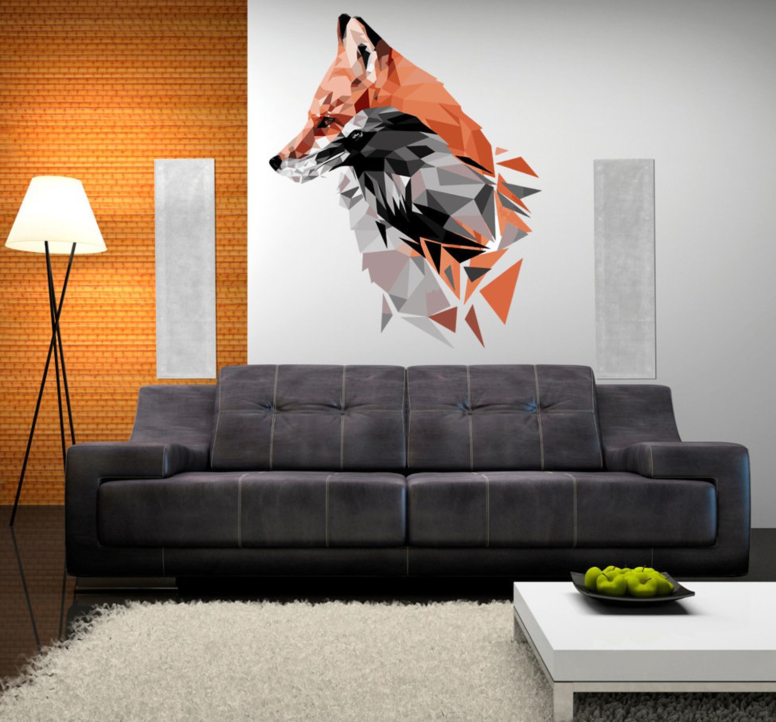 Fox Face Polygonal Wall Decal Fox Polygon Stickermodern Wall | Etsy