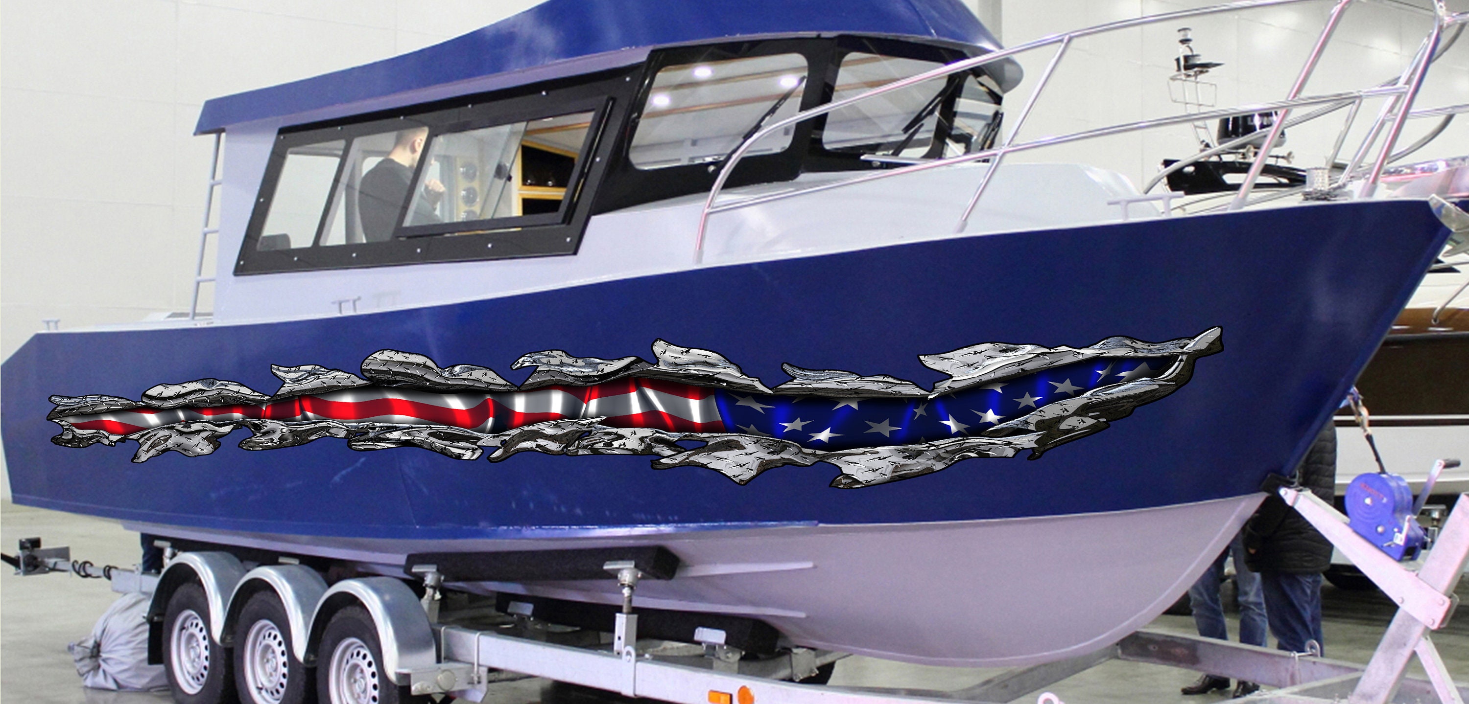 American Flag Boat Wrap, Flag Boat Design, US Flag Boat Vinyl, Big Flag ...