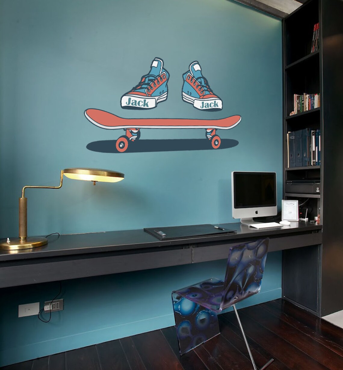 Skateboard Wall Decal, Skater Wall Decal Art Decor Smashed Sport ...
