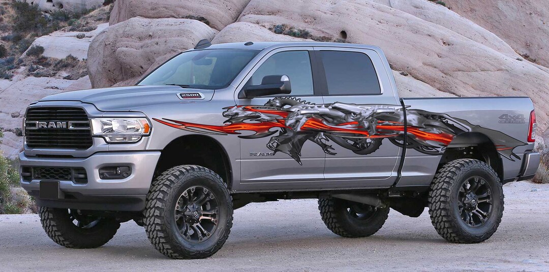 3D Dragons Racing Stripes Vinyl Side Graphics, Lizard Full Color Car ...