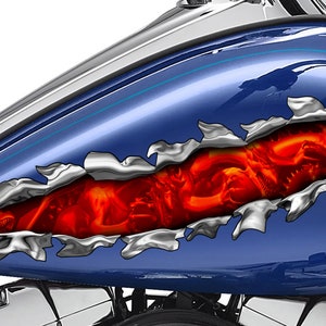 Red Dragon Motorcycle Stickers, Dirt Bike Wrap, Flames Dragons Ripped ...
