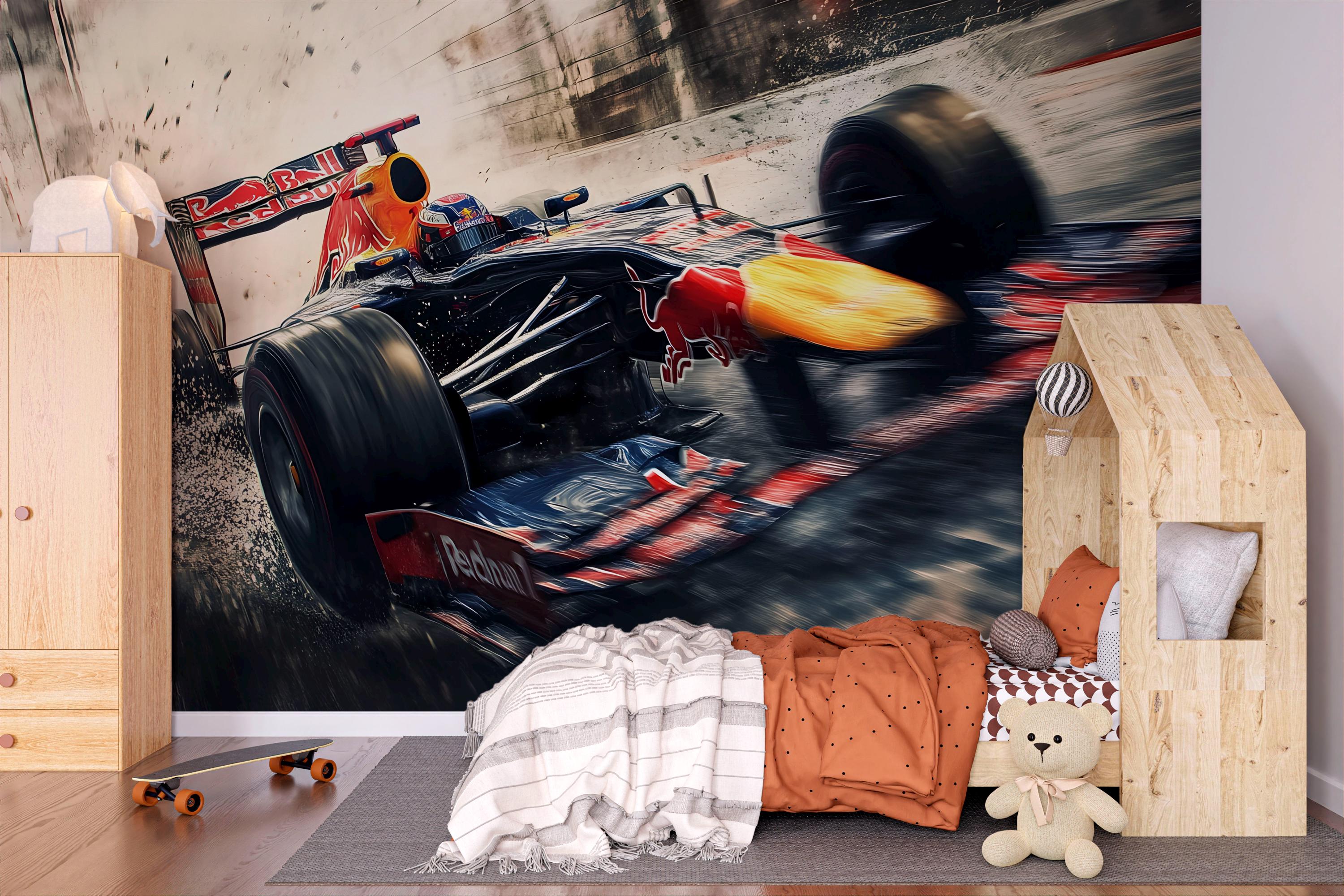 Formula 1 Racing Car 3D Wallpaper for Bedroom Living Room Boys Room ...