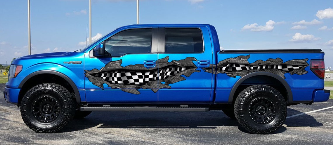 Car Side Tribal Checkered Flag Vinyl Racing Ripped Metal Car - Etsy