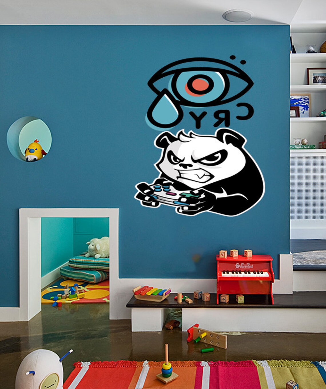 Wall Decal Gamer Panda Art Stickers Eye, Children's Wall Sticker Player ...