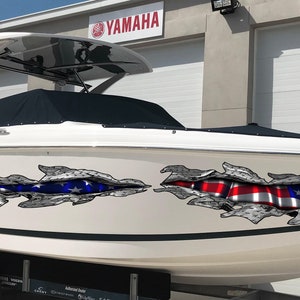 3D US Flag Boat Sticker, Full Color USA Flag Boat Decal, American Flag ...