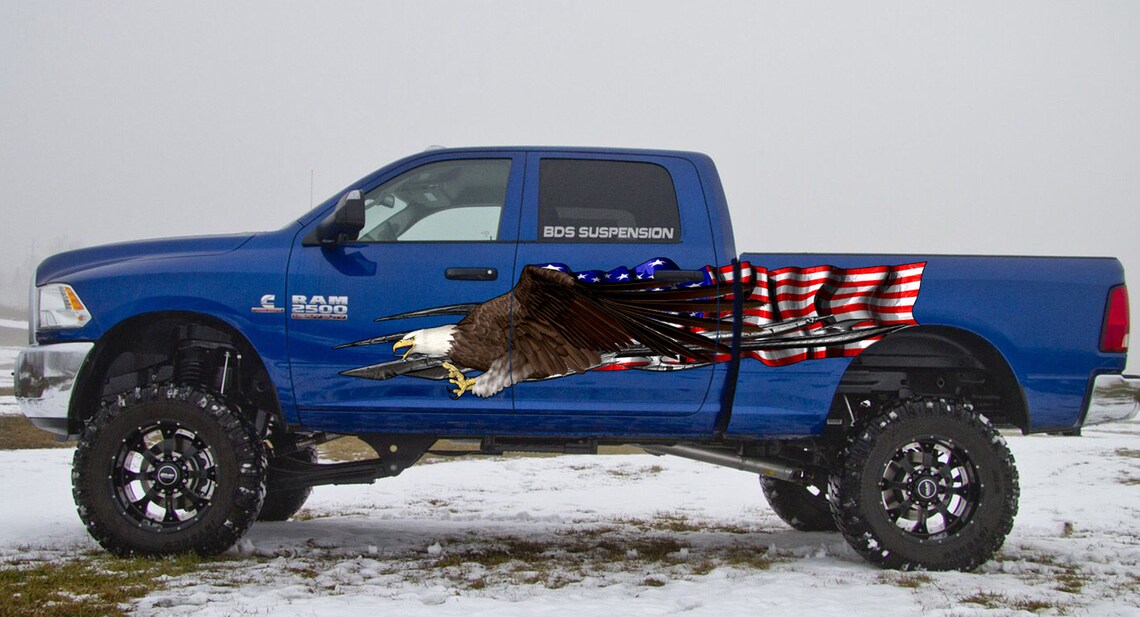 Bold Eagle Truck Side Stickers USA Flag Car Wrap Decal Eagle - Etsy