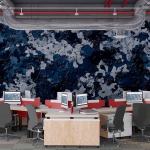 Blue Camo Wall Mural – Urban Digital Camouflage Wallpaper – Industrial ...