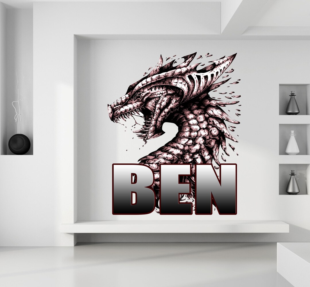 Dragon Custom Name Wall Decal, Personalized Sticker, Personalized Decal ...