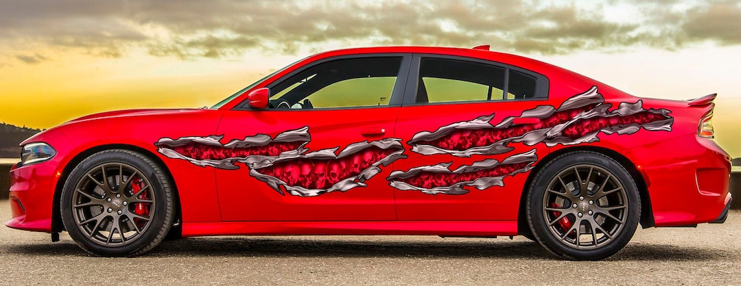 Pirate Skull Full Color Car Vinyl Design, Skulls Car Wrap, Skulls ...