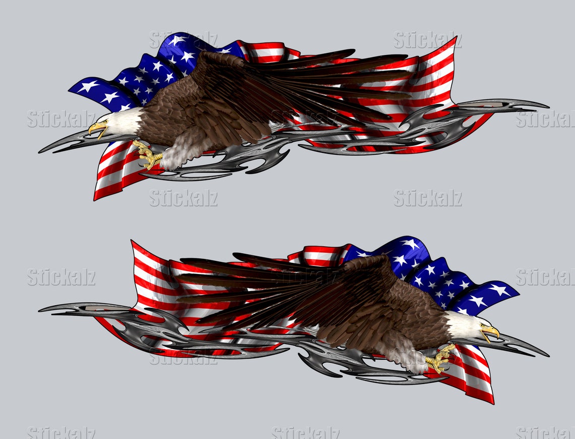 American Flag Car Sticker, Big Flag Decals, Tribal Side Graphics, US ...