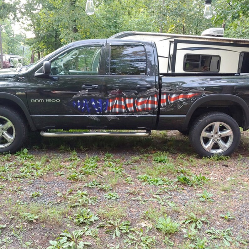 US Flag Ripped Metal Car Wrap Graphics Side Decals Graphics | Etsy