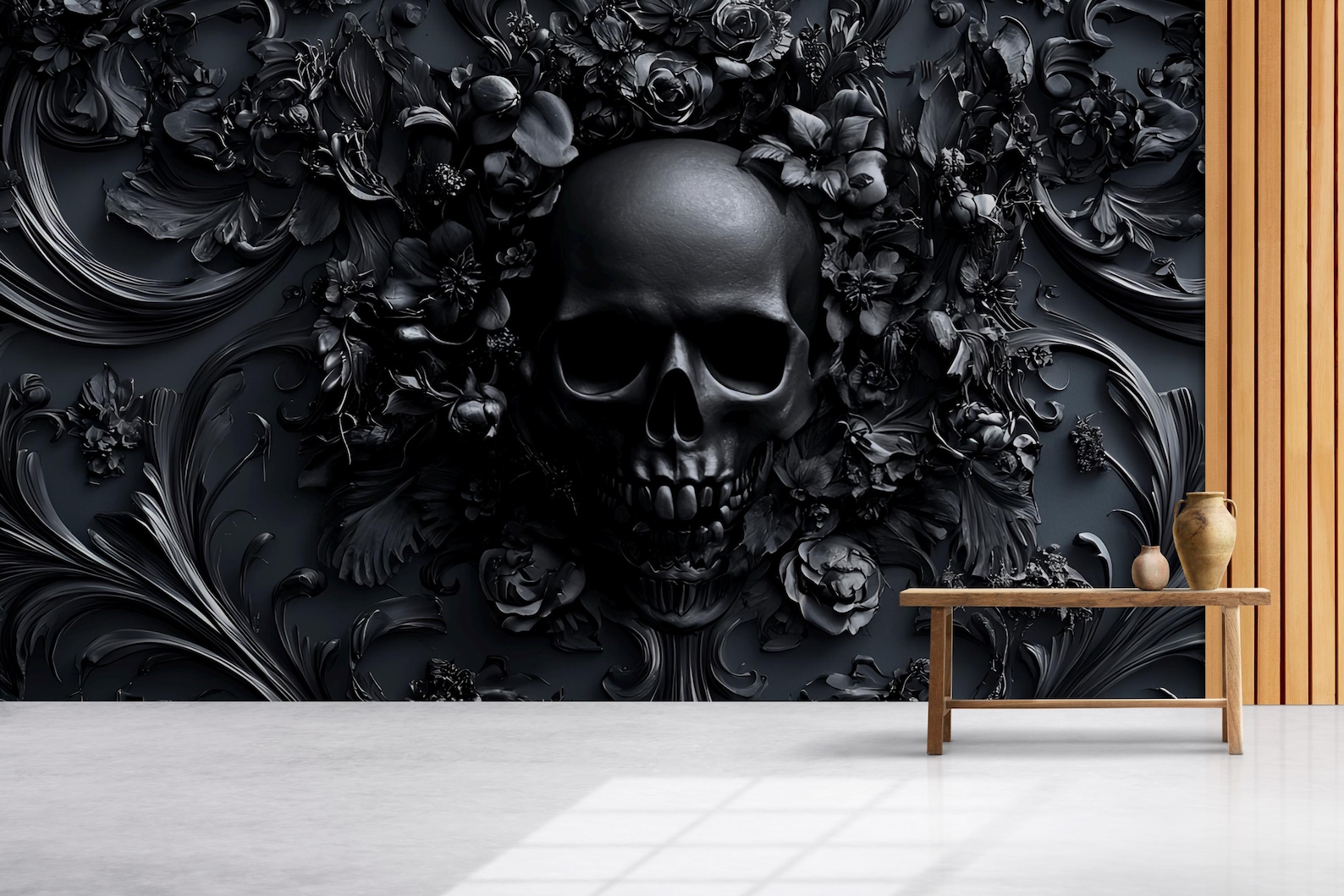 Moody Skull Wallpaper – Gothic Peel and Stick Wall Mural, Medieval ...