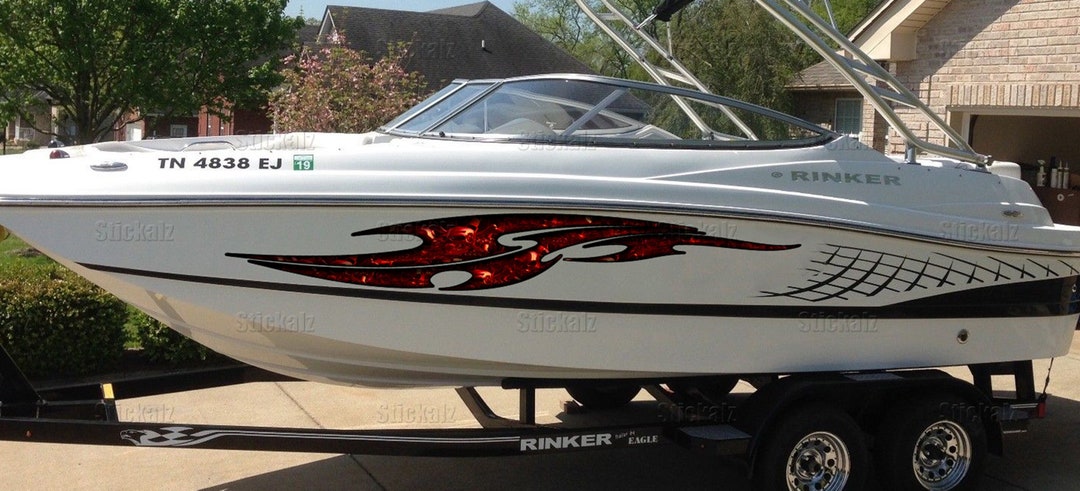 3D Watercraft Graphic Skull Boat Wrap Ripped Metal Full Color Speed ...