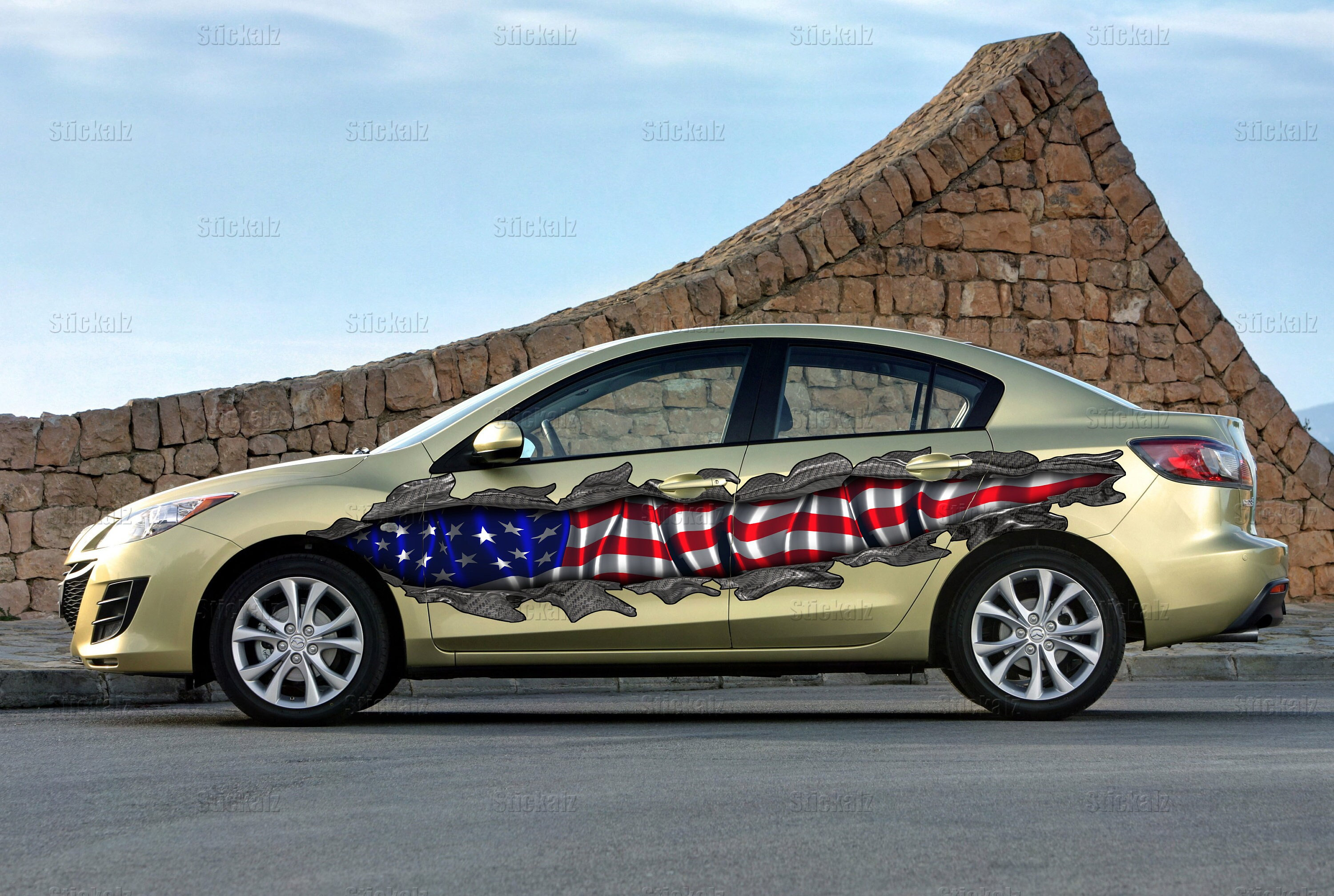 American Flag Decal Full Color Car Side Graphics Vinyl Sticker | Etsy