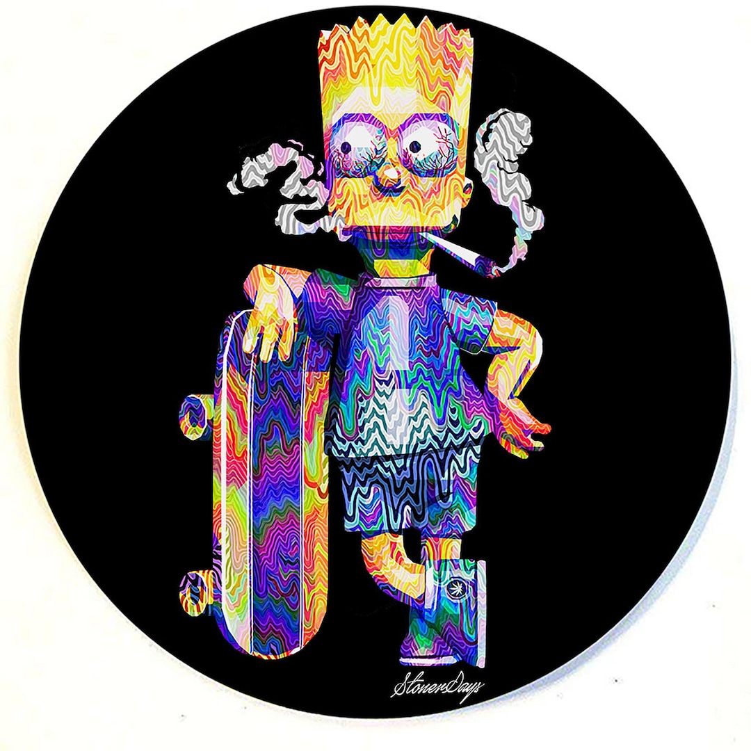 Trippy Bart Pop Art Dab Mat by Stonerdays. 8" Round 1/4" Thick ...