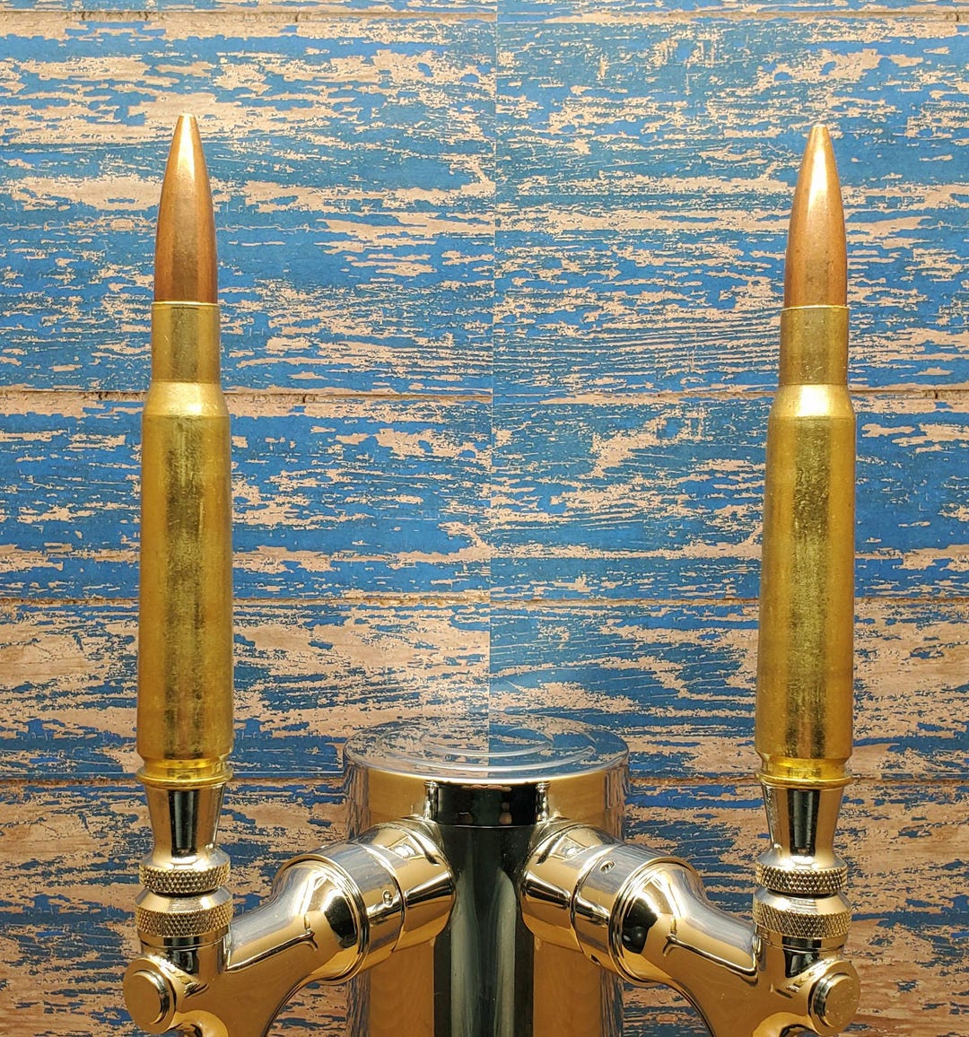 50 Cailber Two Beer Tower Beer Tap Handles Handmade Upcycled Bullet ...