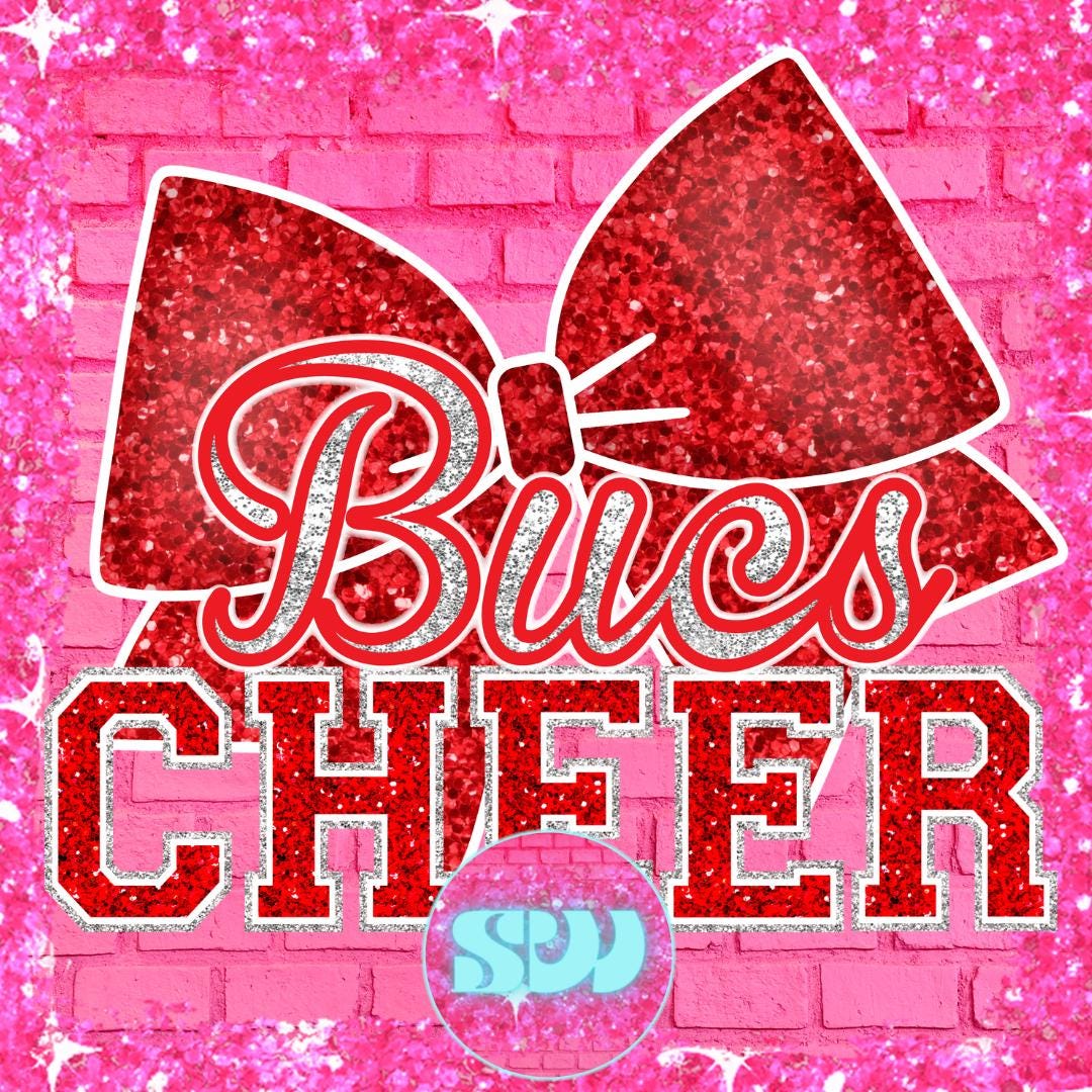 Bucs Red & White Cheer Bow DIGITAL PNG - Etsy