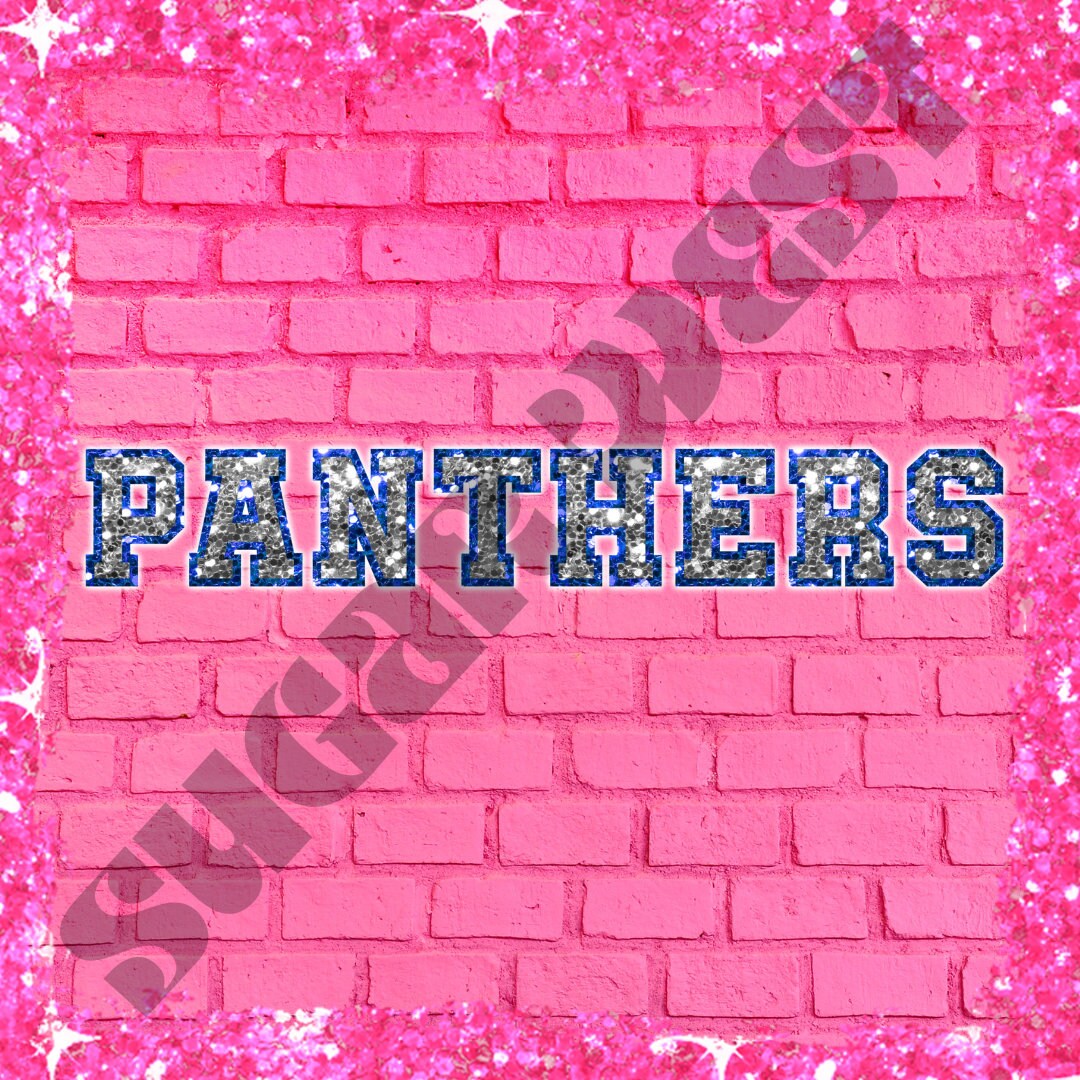 Panthers Blue and Silver Glitter School Spirit Letters DIGITAL PNG - Etsy