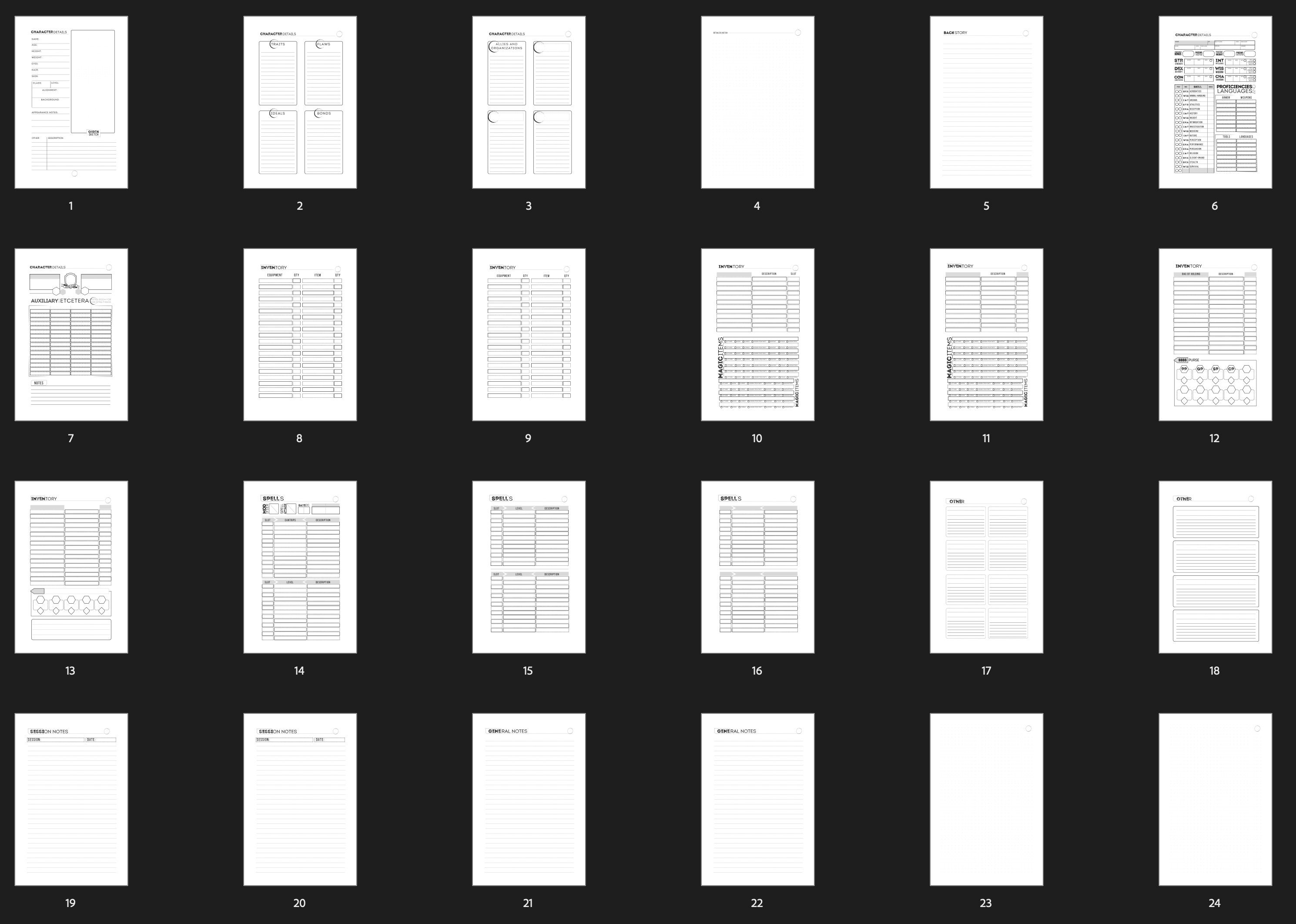 RPG Character Creation Digital Template PDF File Pack - Etsy