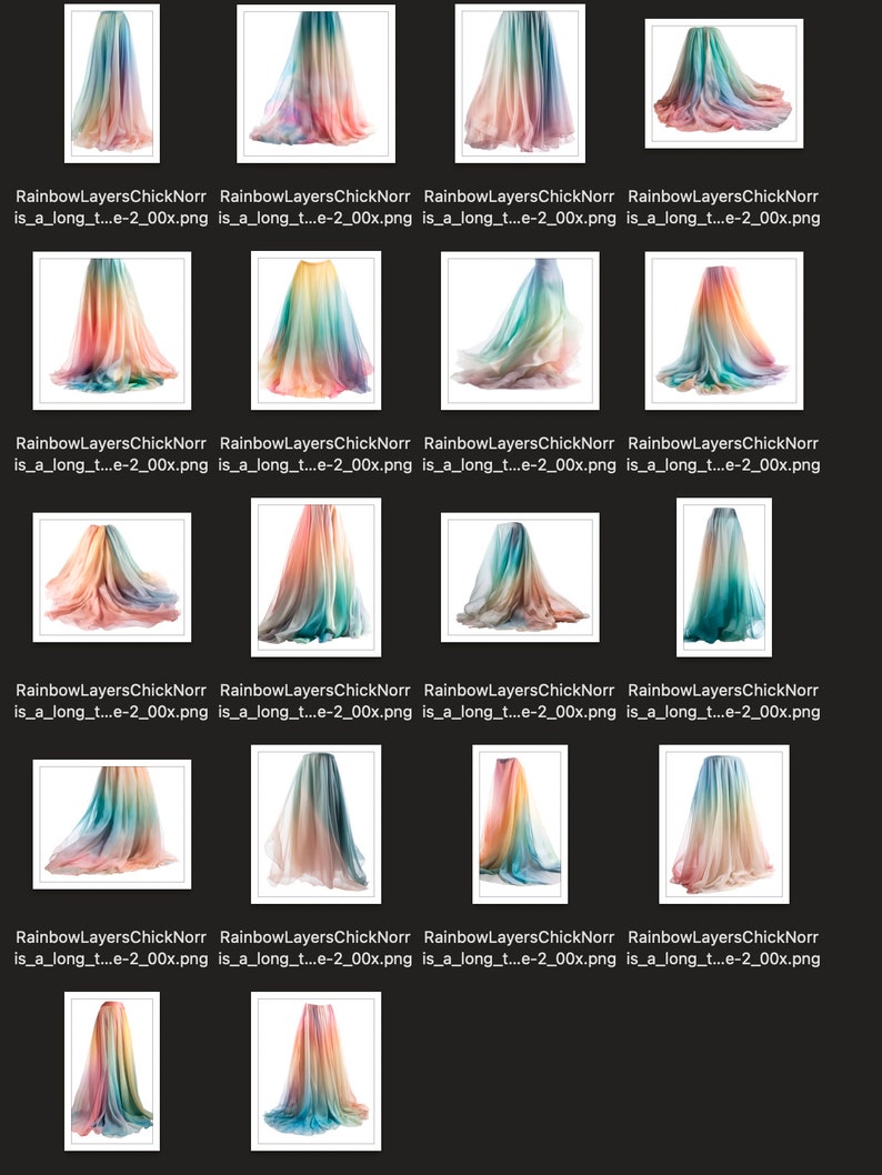 74 Transparent Background Gradient Rainbow Layered Skirts Digital ...