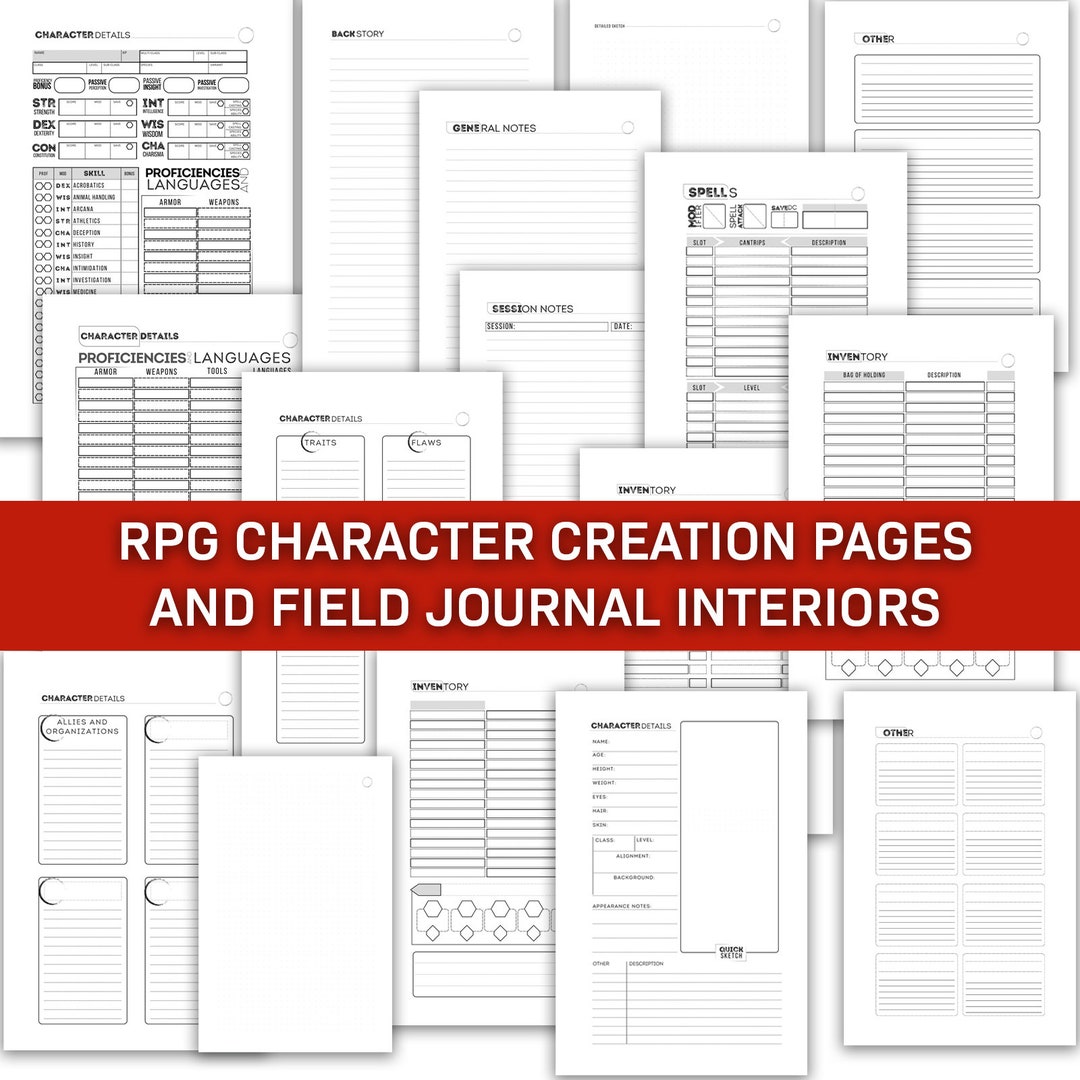RPG Character Creation Digital Template PDF File Pack - Etsy