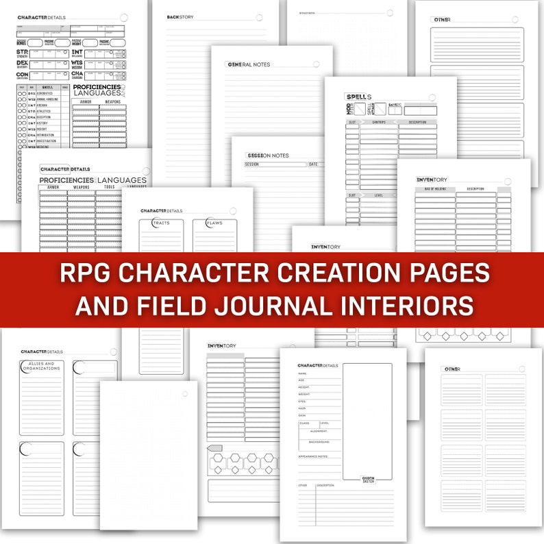 RPG Character Creation Digital Template PDF File Pack - Etsy