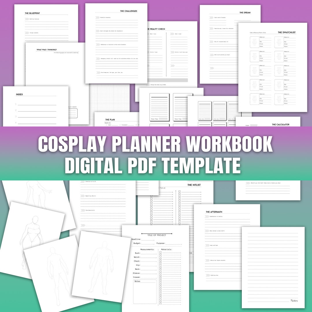 Cosplay Planner & Workbook PDF Templates for Print - Etsy