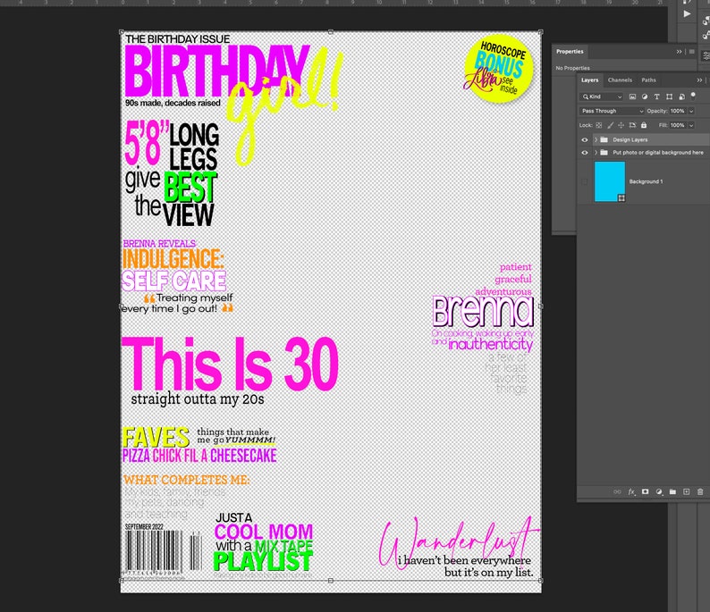 Editable Magazine Cover Photoshop Template - Etsy