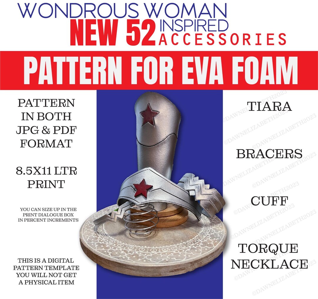 Wondrous Woman New 52 Inspired Accessories Set Digital Pattern for EVA ...
