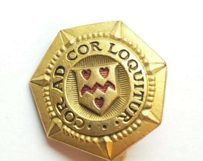 Vintage Cor Ad Cor Loquitur Pin Gold Tone Enamel the Newman School Pin ...
