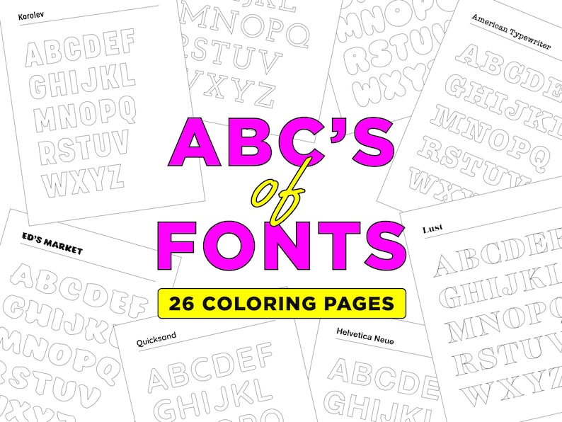 26 Abc's of Fonts Coloring Pages – digital Download - Etsy