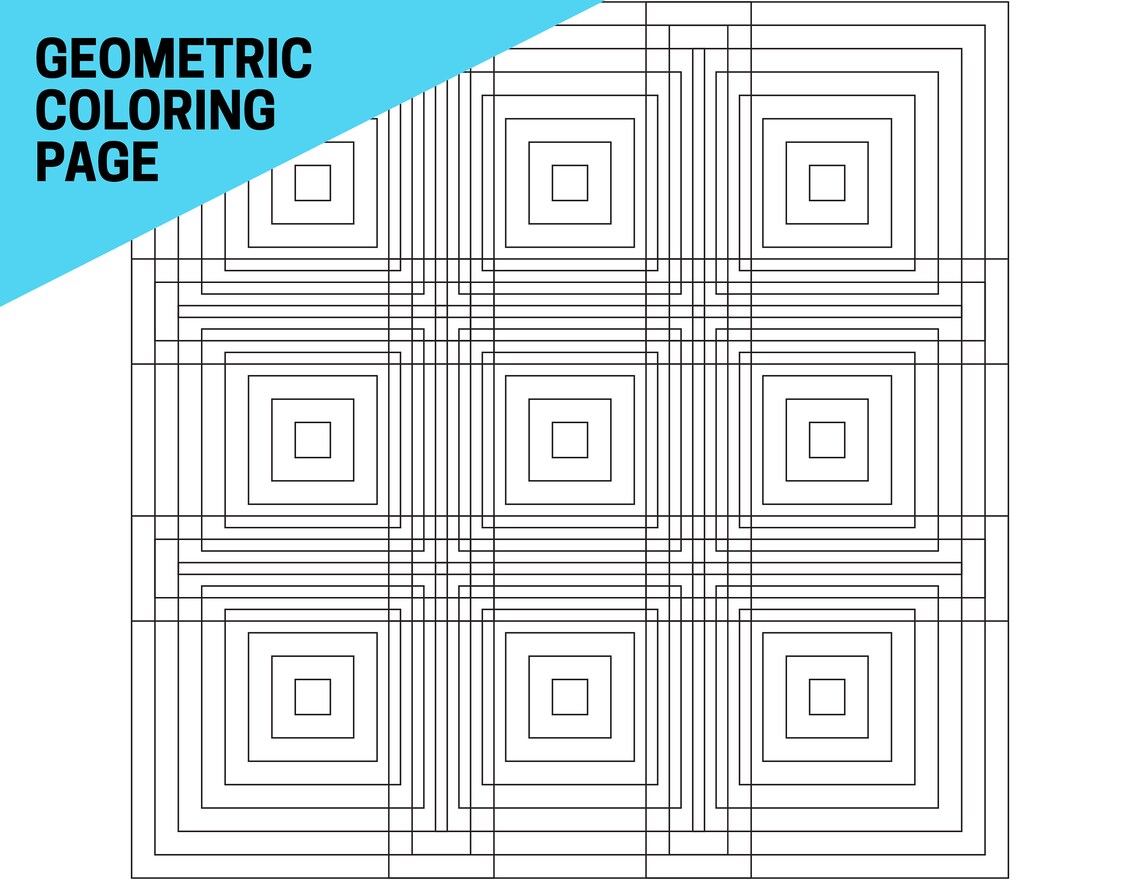 Geometric Coloring Page Art Deco Squares - Etsy