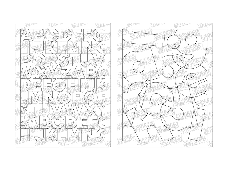 6 Modern Font Alphabet Coloring Pages – digital Download - Etsy
