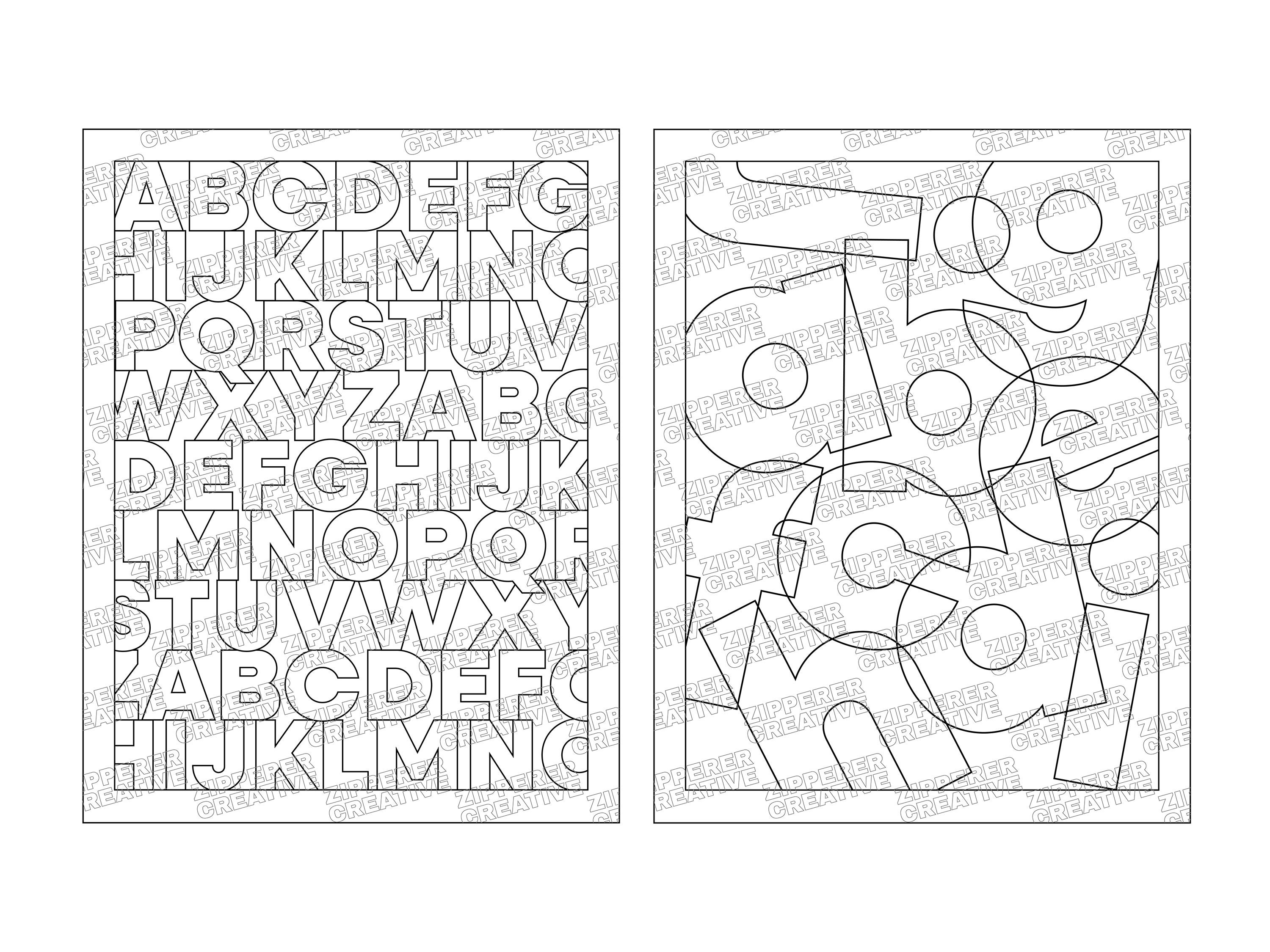 6 Modern Font Alphabet Coloring Pages digital Download - Etsy