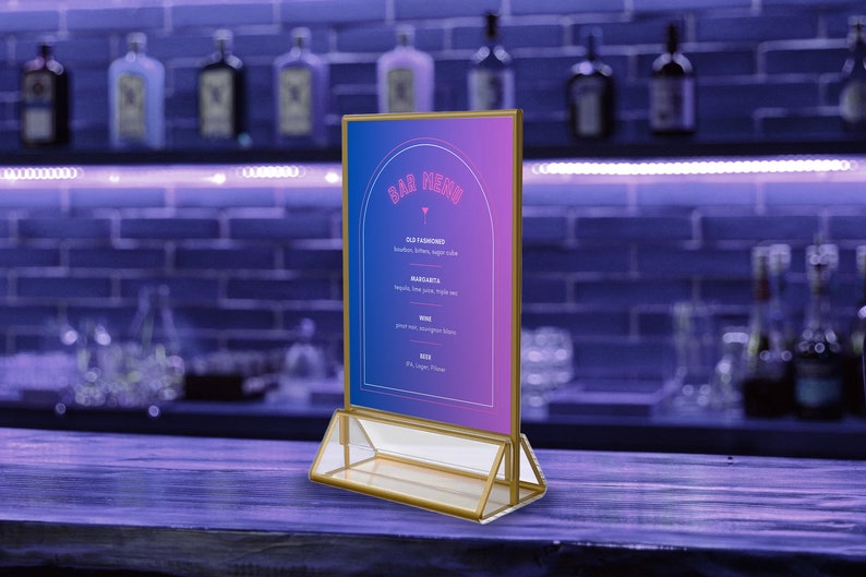 Vaporwave Neon Birthday Party Bar Drink Menu Signature Cocktail Sign ...