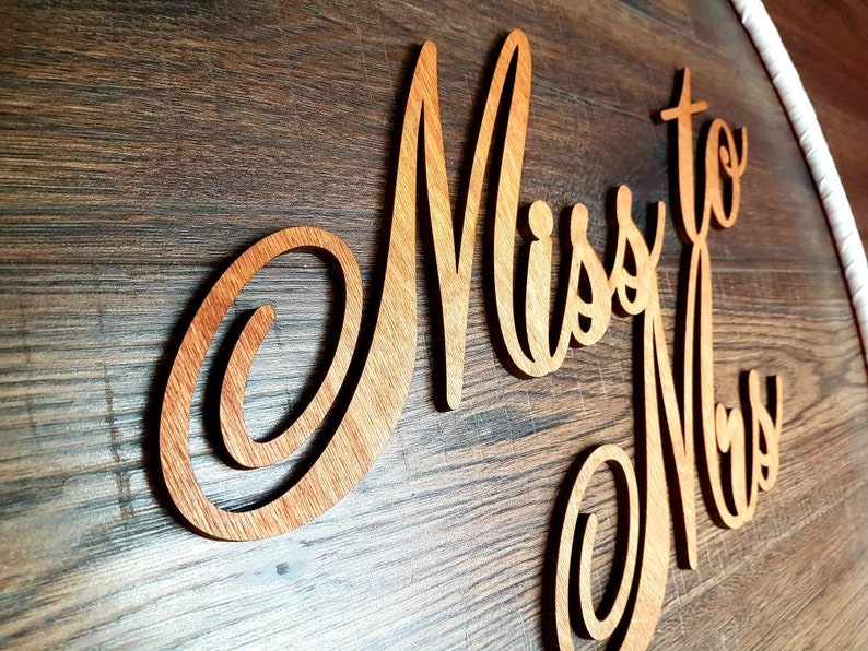 Miss to Mrs Wood Sign Laser Cut Names Word Cut Out Last - Etsy