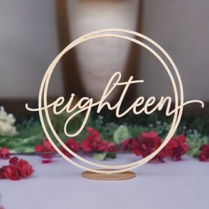 Circle Wood Table Numbers | Wedding Reception Numbers | Gold Table ...