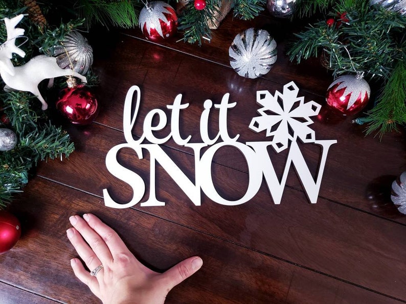 Let It Snow Standing Sign Snowflake Sign for Wreath | Etsy